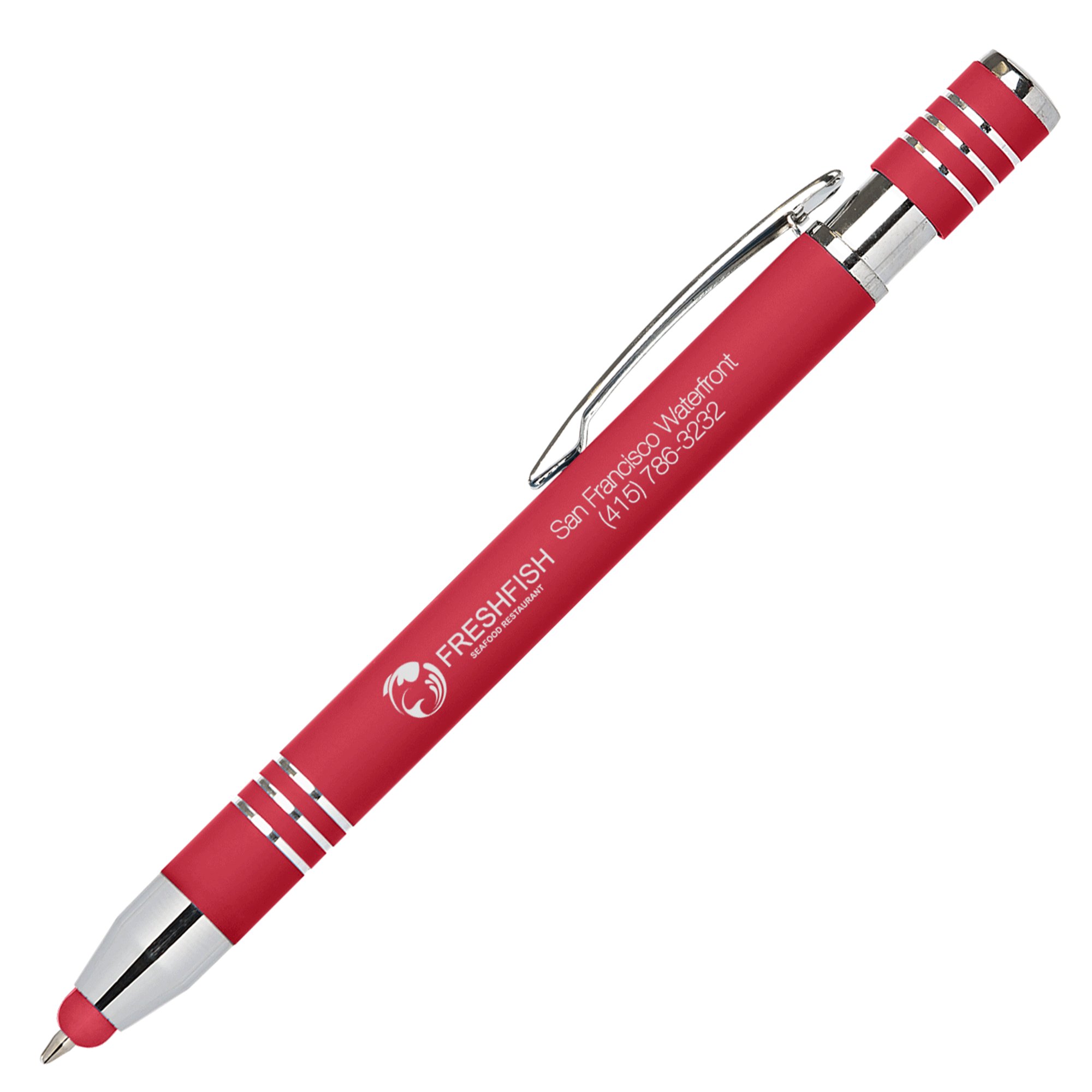 Promotional Bright Engraved Soft Touch Maya Stylus Pen Perfect Pen