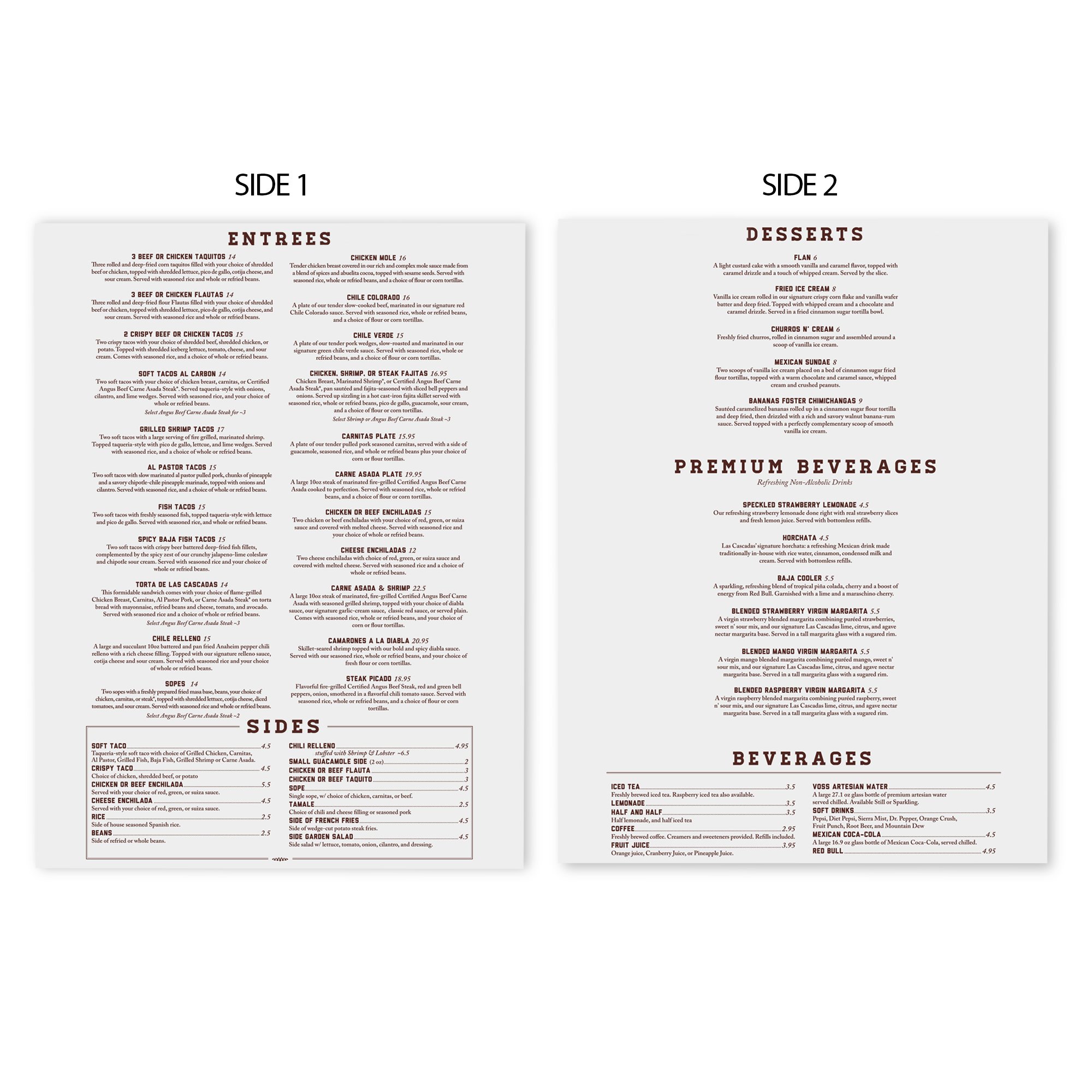 Custom 8.5" x 14" Two-Sided Menu - Single Use Menus | National Pen